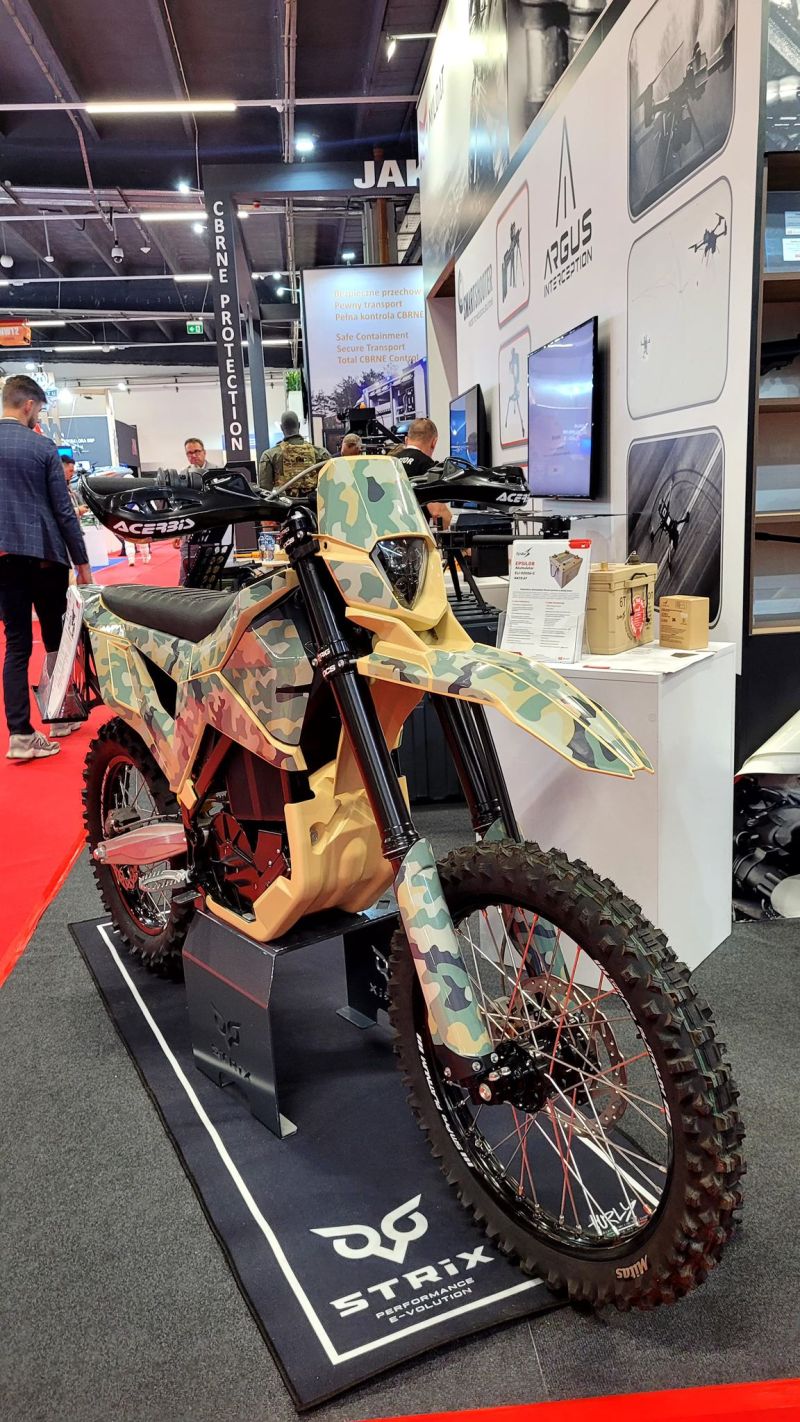 STRiX military electric motorcycle at MSPO 2025, Poland - Strix